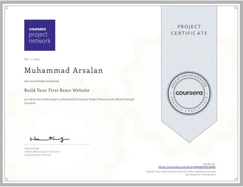 New Certification Build Your First React Website Muhammad Arsalan