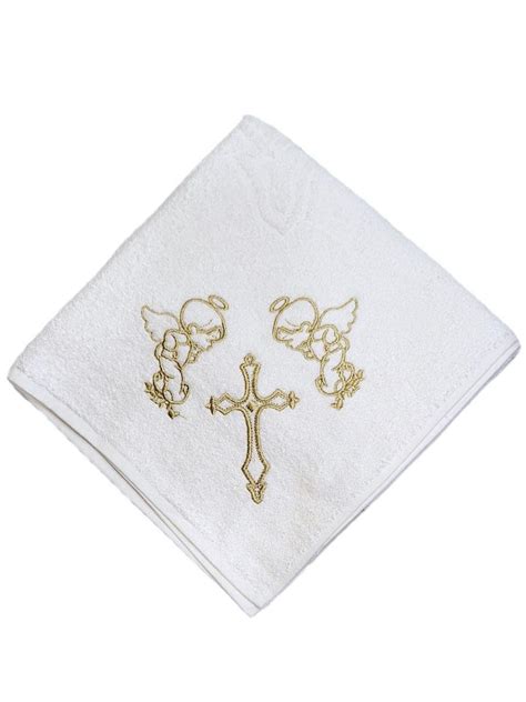 ᐉ Крижма з вишивкою для хрещення Gulcan махрова 100х100 см Золотий 890 • Краща ціна в Києві
