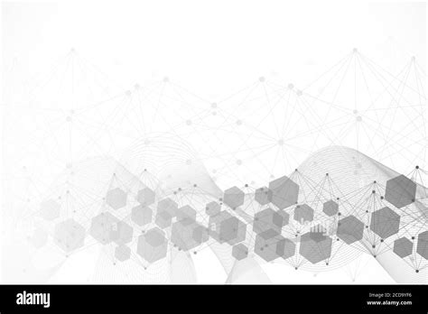 Science Network Pattern Connecting Lines And Dots Technology Hexagons