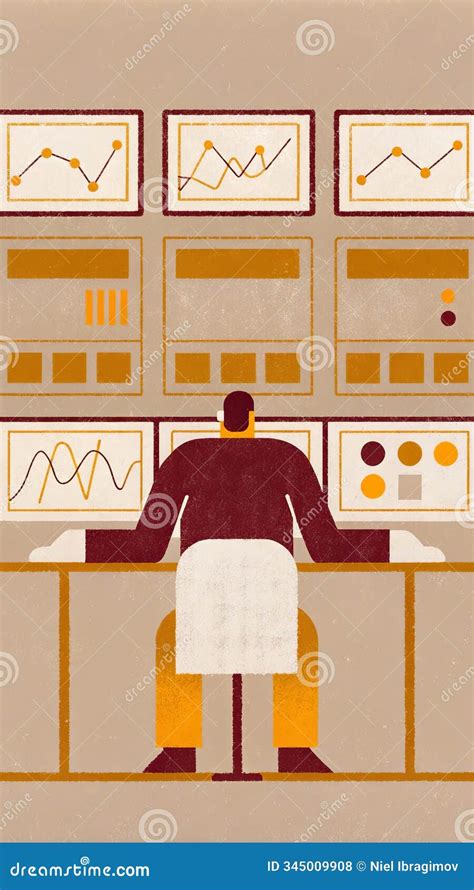 Data Analyst Monitoring Multiple Screens With Analytics And Graphs In