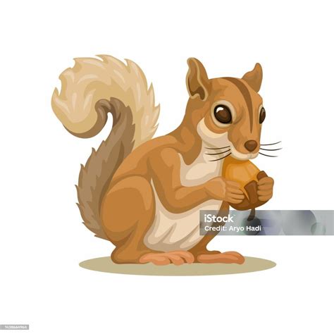 호두 캐릭터 마스코트 만화 일러스트 레이 션 벡터를 먹는 다람쥐 Habitat For Humanity에 대한 스톡 벡터 아트 및 기타 이미지 Habitat For