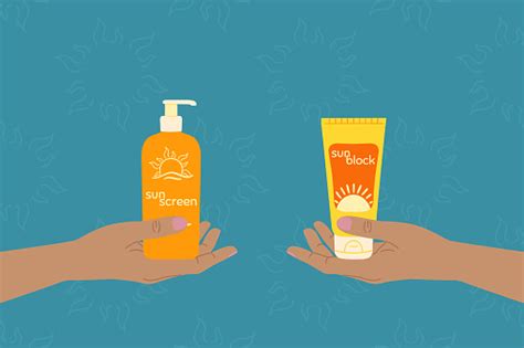 여성의 손은 자외선 차단제와 자외선 차단제 제품을 들고 있습니다 선택할 수 있는 것 Spf 보호 및 태양 안전 개념 태양 배경에 손으로 그린 벡터 그림 고름에 대한 스톡