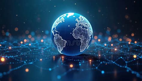 Global Digital Network Concept Futuristic Illustration Shows Earth With Digital Connections