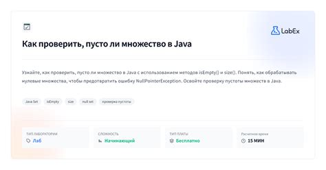 Как проверить пусто ли множество в Java Labex