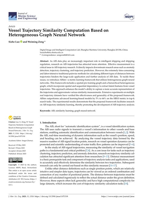 Pdf Vessel Trajectory Similarity Computation Based On Heterogeneous Graph Neural Network