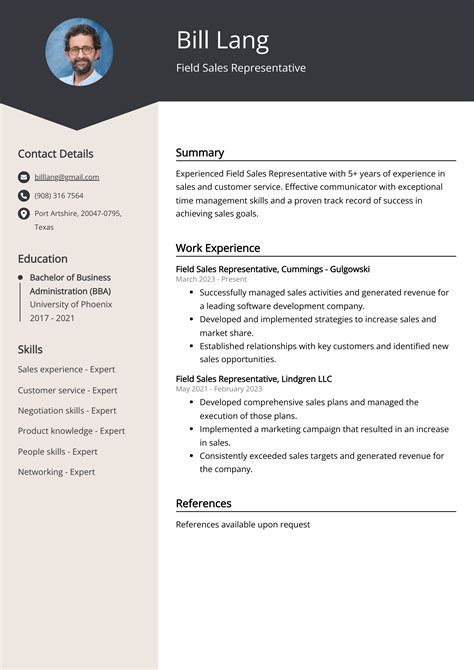 Experienced Field Sales Representative Resume Example Free Guide
