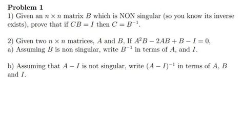 solved problem 1 1 given an nxn matrix b which is non