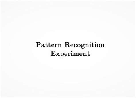 Pattern Recognition Experiment Release Date Videos Screenshots