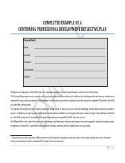 CPD REFLECTIVE PLAN Example Pdf COMPLETED EXAMPLE OF A CONTINUING
