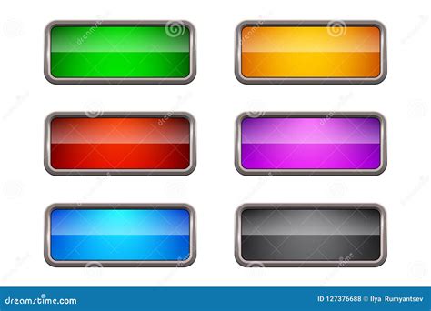 Set Of Colored Vector Rectangular Web Buttons Stock Vector Illustration Of Colored Push