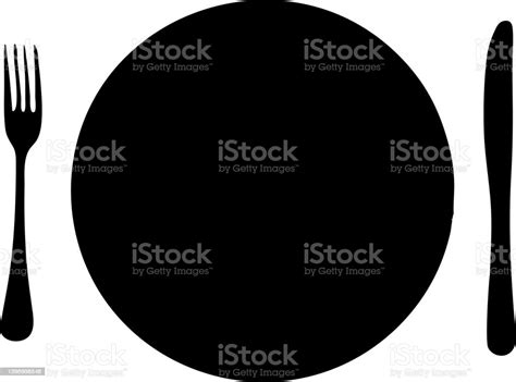 흰색 배경에 고립 된 플레이트 포크와 나이프 주방 도구 벡터 실루엣 검은 색 물체로 채우기 포크 및 나이프 개념 0명에 대한 스톡 벡터 아트 및 기타 이미지 Istock