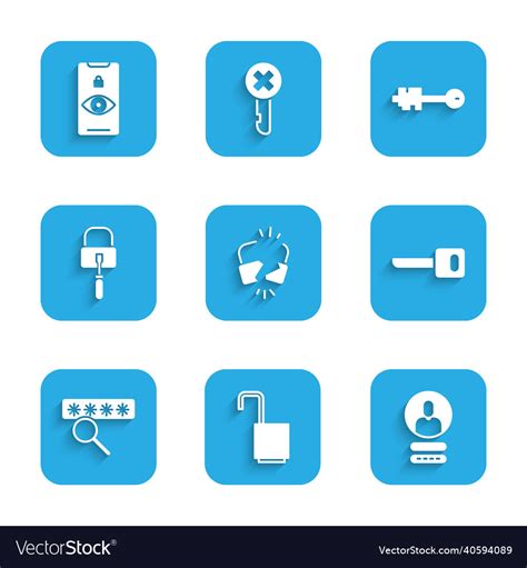 Set Broken Or Cracked Lock Open Padlock Create Vector Image