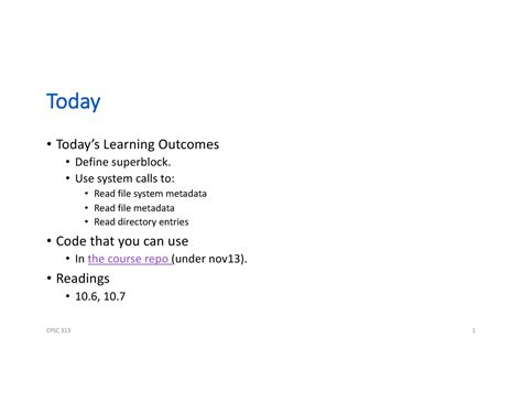 fs metadata calls pre class activity today today9s learning