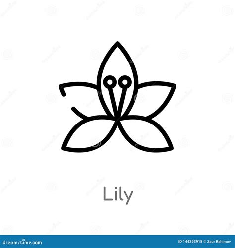 Outline Lily Vector Icon Isolated Black Simple Line Element Illustration From Nature Concept