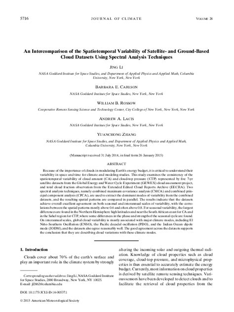 Pdf Comparing Satellite And Ground Cloud Data Variability