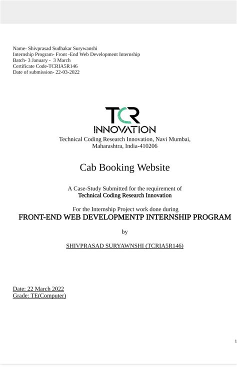 Shivprasad Suryawanshi On Linkedin Report Innovation Project Internship