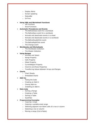 Excel Macros And VBA Programming Training Bangalore PDF