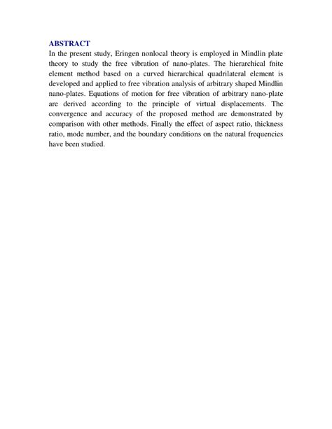 Pdf Size Dependent Free Vibration Analysis Of Mindlin Nano Plates With Curvilinear Plan Forms