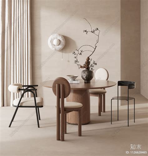 侘寂风餐桌椅组合3d模型下载【id1126628465】知末3d模型网 侘寂风餐桌椅组合3d模型下载【id1126628465】知末3d模型网