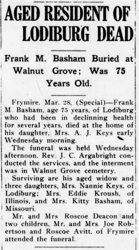 Francis Marion Basham 1846 1921 Find A Grave Memorial