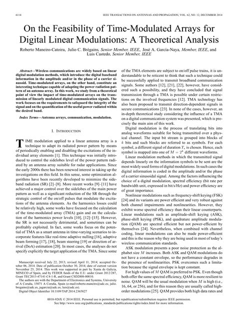 Pdf On The Feasibility Of Time Modulated Arrays For Digital Linear
