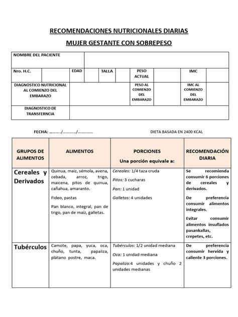 Recomendaciones Nutricionales Para Gestantes Pdf Fruta Ensalada