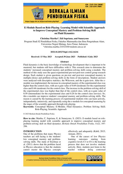 PDF E Module Based On Role Playing Learning Model With Scientific Approach To Improve
