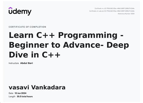 Learning Cplusplus Programming Udemy Continuouslearning Vasavi Vankadara