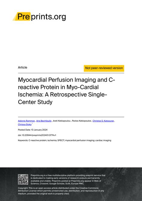 Pdf Myocardial Perfusion Imaging And C Reactive Protein In Myo Cardial Ischemia A