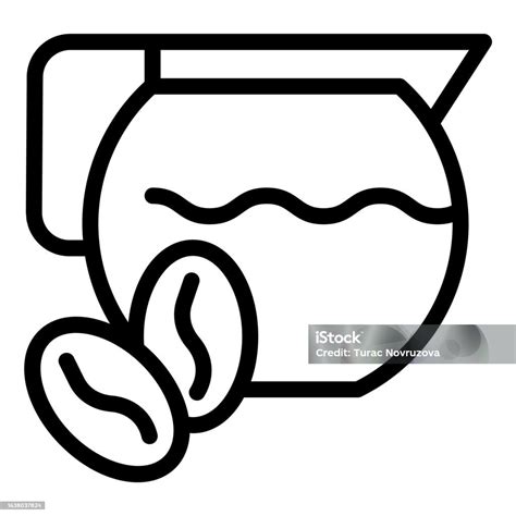 찻주전자와 커피 곡물 라인 아이콘입니다 두 개의 콩 기호가 있는 물 주전자 흰색 배경에 윤곽선 스타일 픽토그램 카페인 또는 카페 사인 모바일 컨셉 웹 디자인 벡터 그래픽