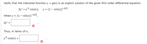 Solved Verify that the indicated function y φ x is an Chegg com