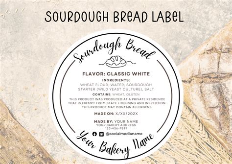 Cottage Law Sourdough Ingredient Label Bread Bakery Business Label