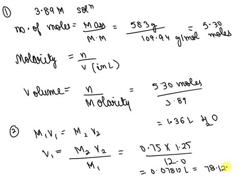 Solved How Much Water Do I Need With 583g Li2so4 To Make A 3 89 M Solution 2 Correctedtext