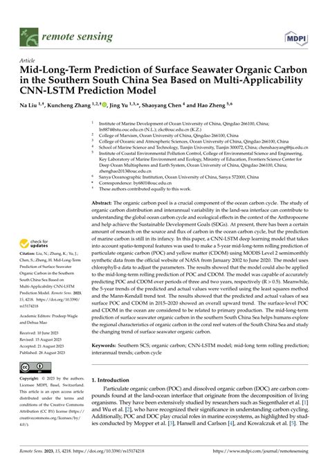 Pdf Mid Long Term Prediction Of Surface Seawater Organic Carbon In The Southern South China