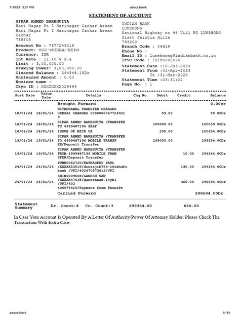 Cc Statement Pdf Debits And Credits Banks