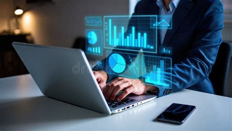Data Analysis In A Modern Office Setting With Digital Visualization Tools Stock Image Image Of