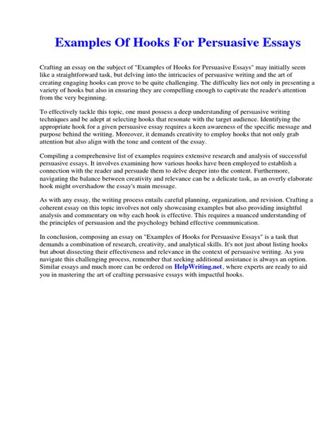 Examples Of Hooks For Persuasive Essays Pdf Leadership Persuasion
