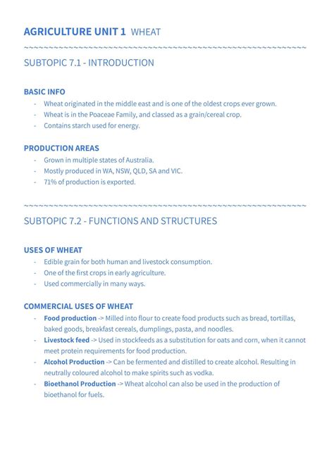Year 11 Ag Assumed Knowledge Agriculture Year 11 Hsc Thinkswap