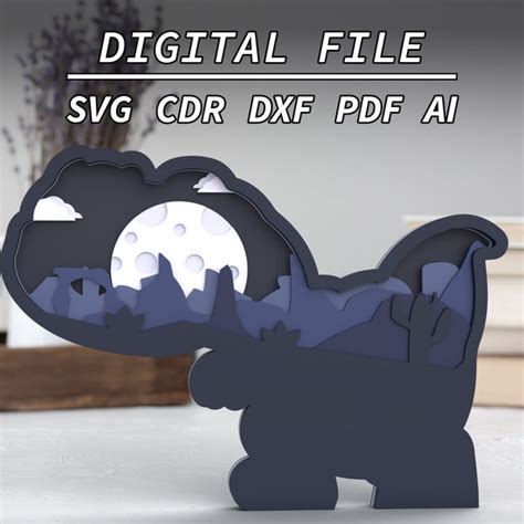 Layered Dinosaur Svg Etsy