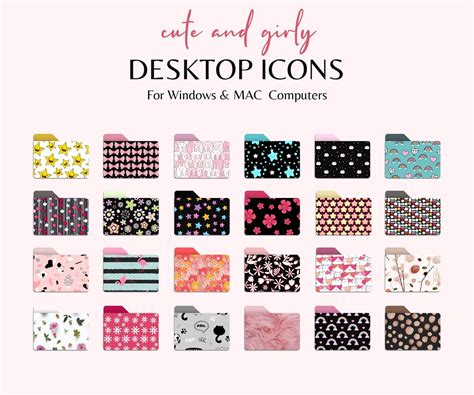 25 Cute And Girly Folder Icons For Mac And Windows Computers Etsy