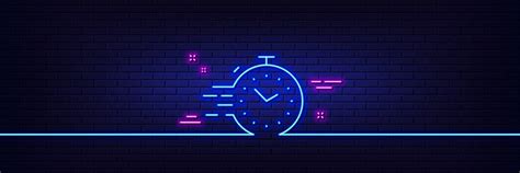 Time Management Line Icon Clock Sign Neon Light Vector Image