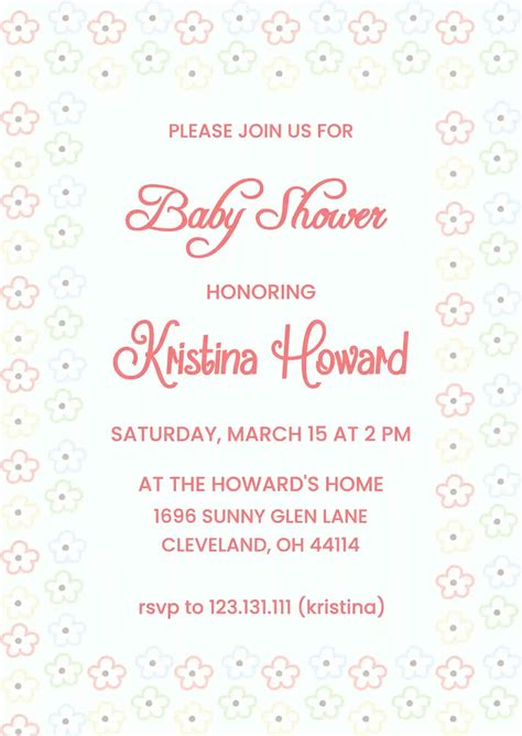 태양 꽃 배경 무료 베이비 샤워 초대장 템플릿 Invitanku