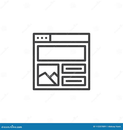 Web Browser With Content Design Outline Icon Stock Vector Illustration Of Browser Vector