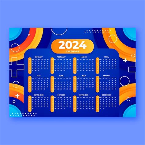 Free Vector Gradient 2024 Calendar Template