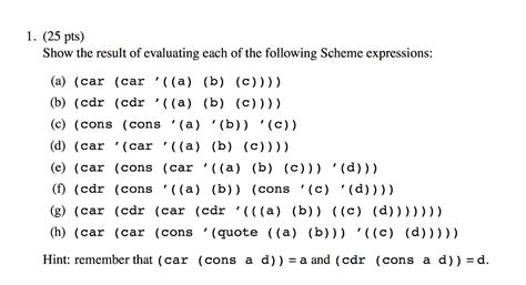 solved show the result of evaluating each of the following