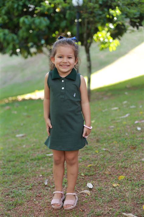 Pai E Filha Kit Pe As Camisa Vestido Polo Verde Musgo