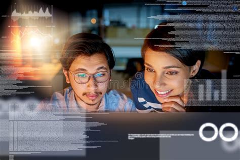 Two Programmers Looking At Computer Screen Programmer Design Custom