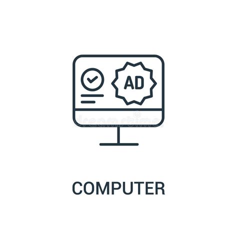 Computer Icon Vector From Ads Collection Thin Line Computer Outline