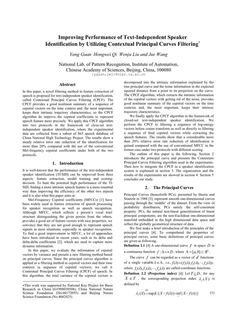 Pdf Improving Performance Of Text Independent Speaker Identification