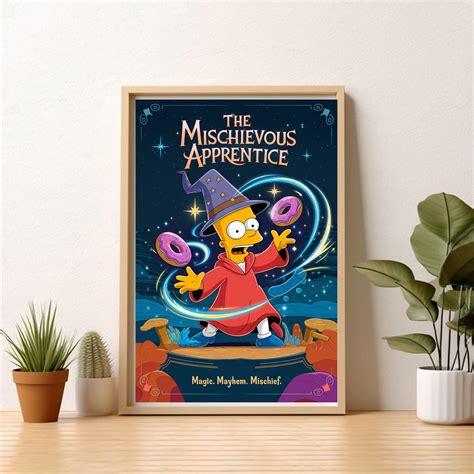 Poster The Mischievous Apprentice Poster Bart Simpson As A Disney Style Wizard Magical